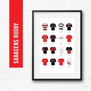 Saracens Classic Kits Rugby Union Team Poster Print, Gift for Him ...