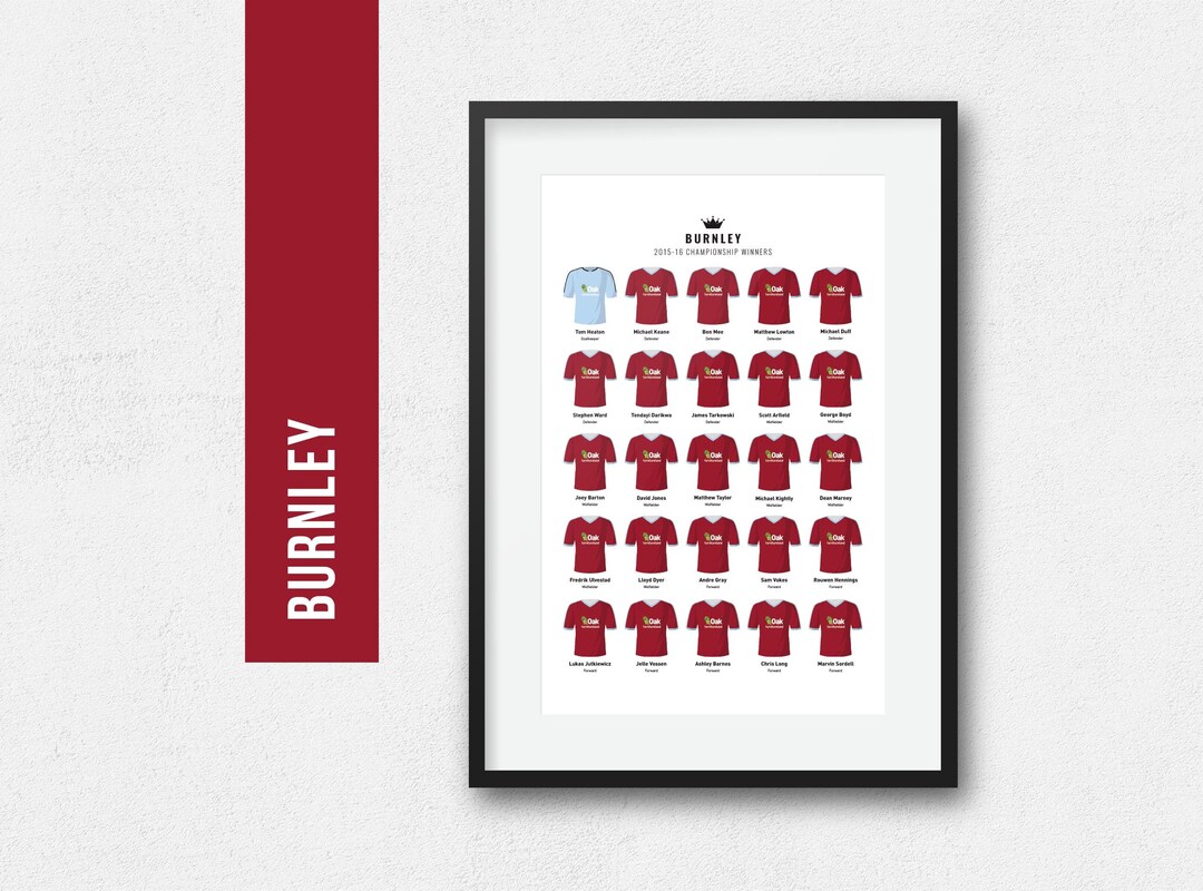 Burnley 2016 Championship Winners Football Team Poster Print - Etsy