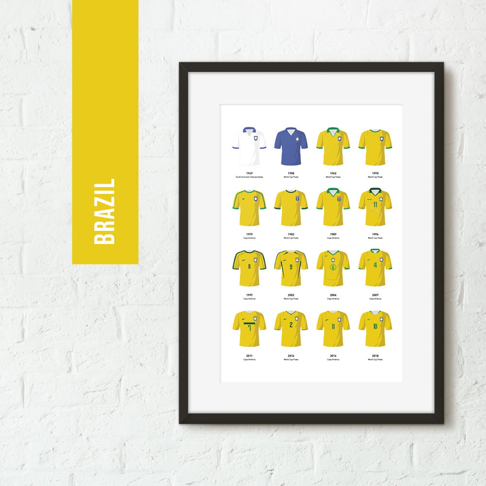 Brazil Classic Kits Football Team Poster Print Gift for Him | Etsy UK