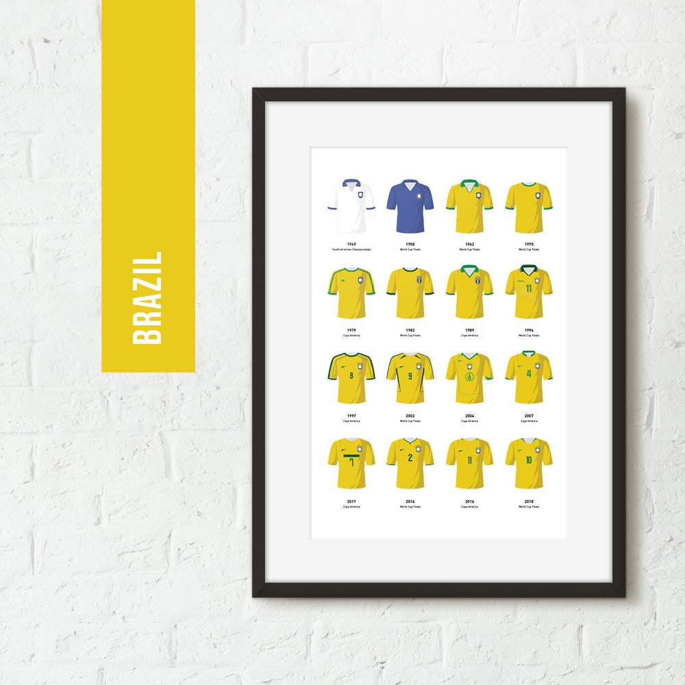 Brazil Classic Kits Football Team Poster Print Gift for Him | Etsy UK