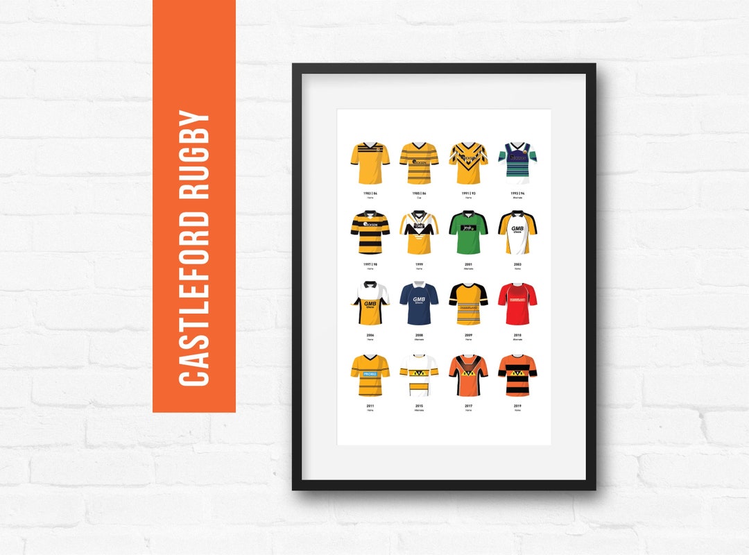 Castleford Classic Kits Rugby League Team Poster Print, Gift for Him ...