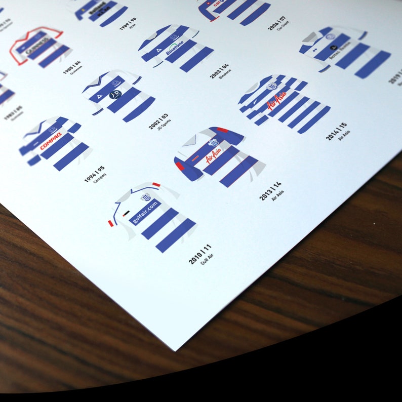 QPR Classic Kits Football Team Poster Print Gift for Him - Etsy UK