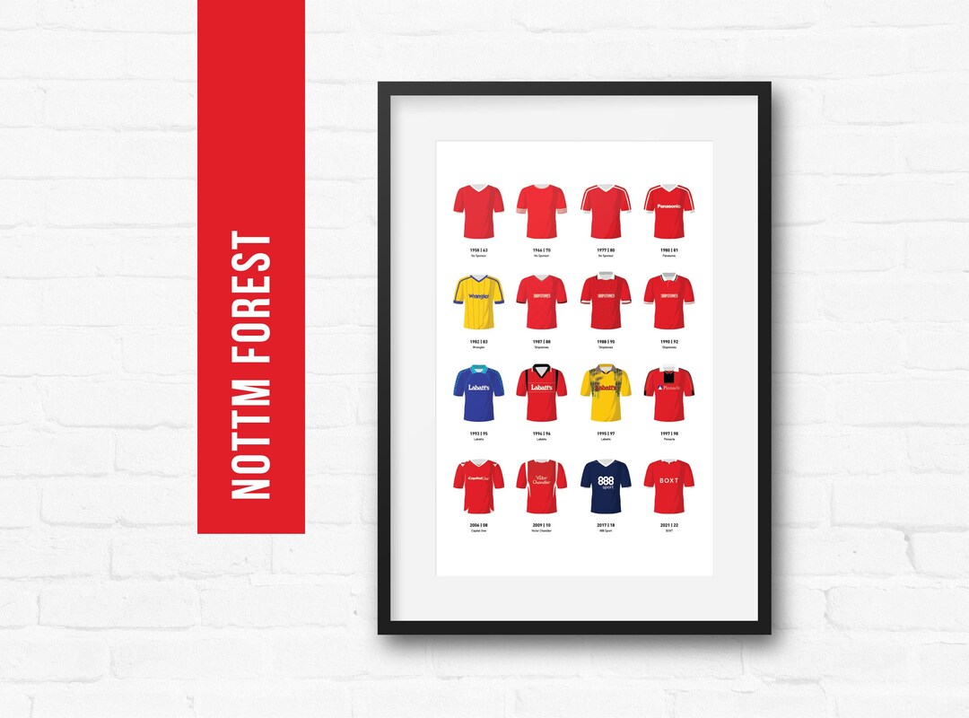 Nottm Forest Classic Kits Football Team Poster Print, Gift for Him - Etsy