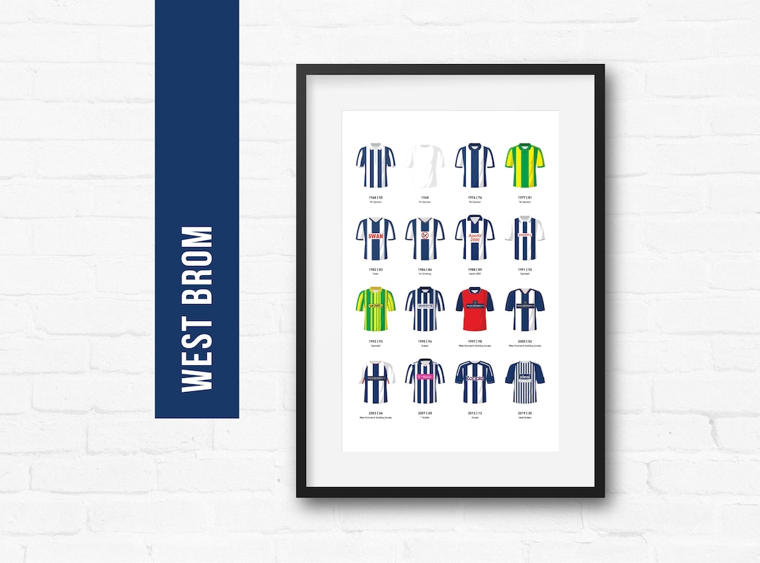West Brom Classic Kits Football Team Poster Print, Gift for Him - Etsy UK