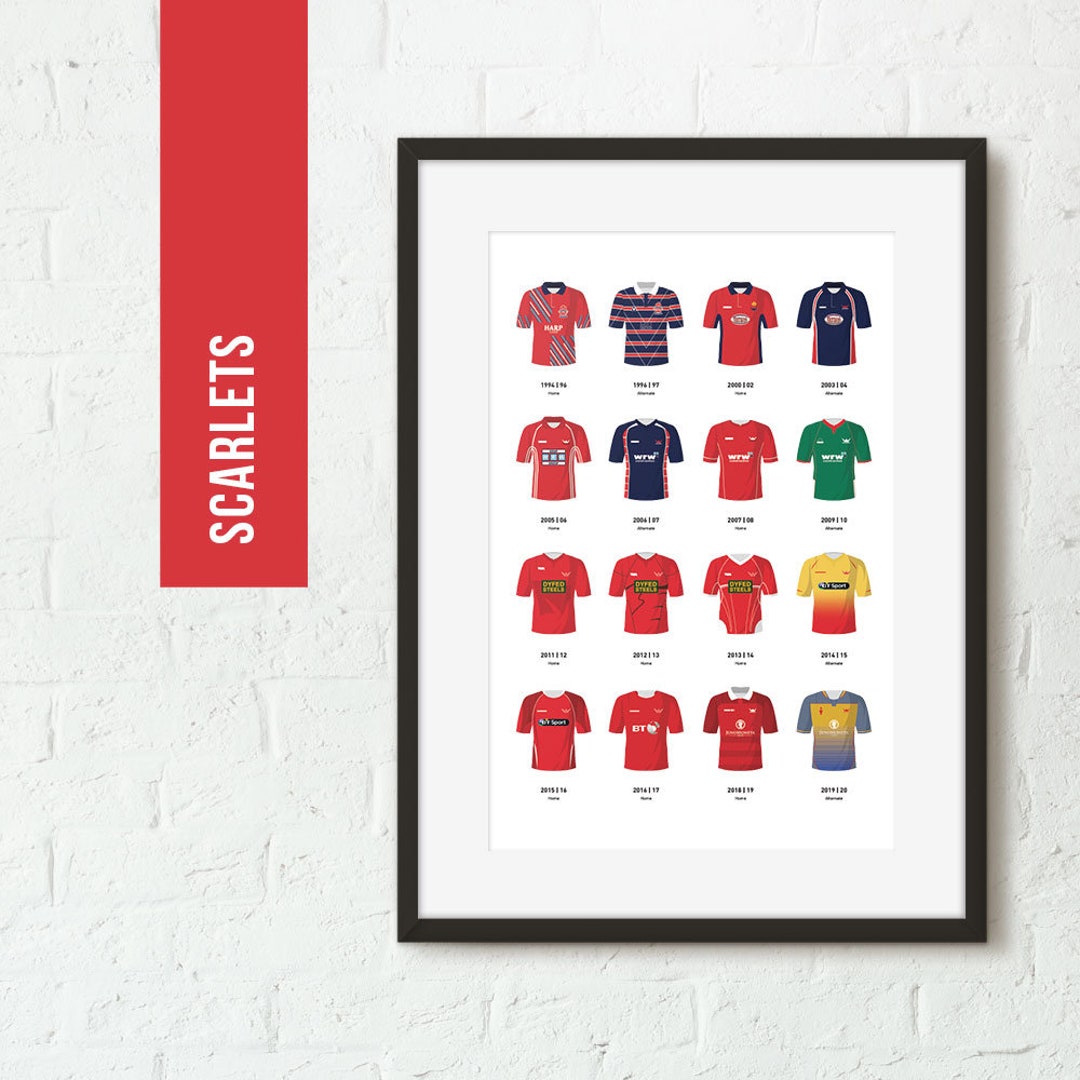 Scarlets Classic Kits Rugby Union Team Poster Print Gift for - Etsy UK