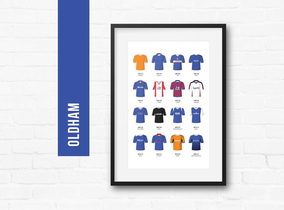 Oldham Classic Kits Football Team Poster Print, Gift for Him - Etsy