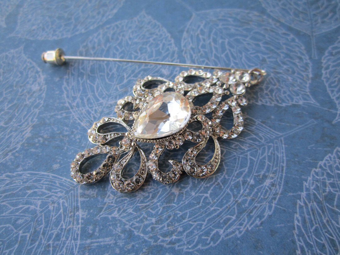 Scallop and Teardrop Crystal Hijab Pin Scarf Pin Hat Pin Brooch - Etsy ...