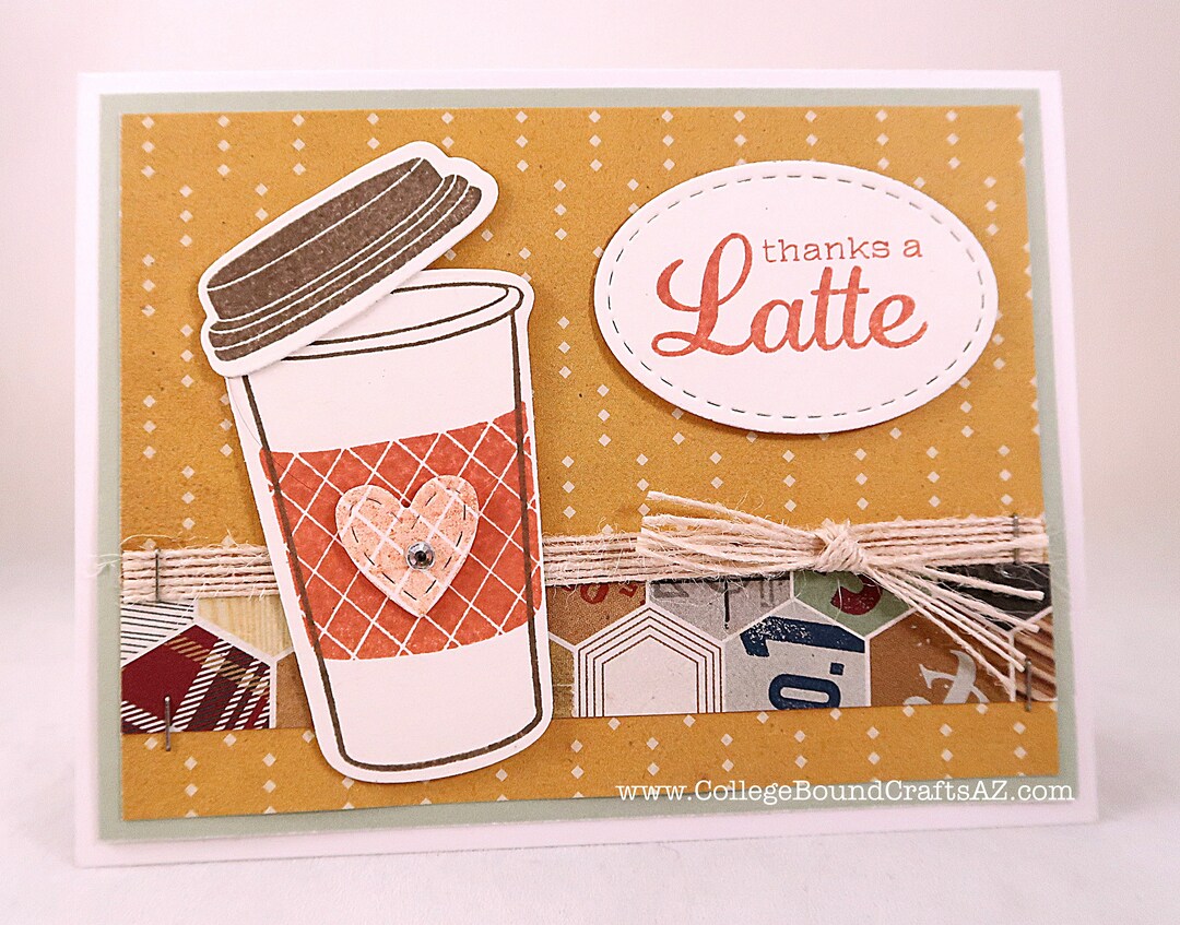 Thanks A Latte Coffee Handstamped Card FREE SHIPPING - Etsy