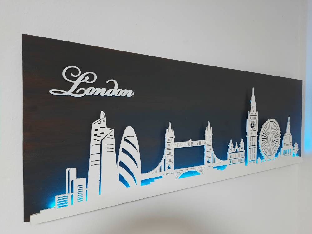 Skyline von London aus Holz mit Beleuchtung 3D-Effekt Deko Bild - Etsy.de