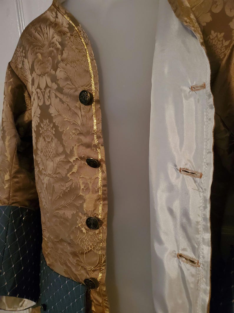 Men's Large Gold and Blue Light Weight Brocade Pirate Coat, Lined - Etsy