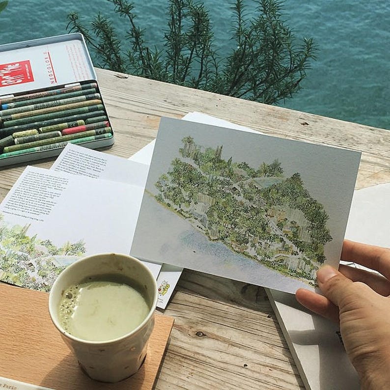 Illustrated Hong Kong Postcard - Etsy
