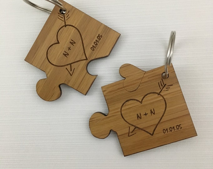 Personalised Jigsaw Keyring, Puzzle Keyring, Couples Gift, Valentines ...