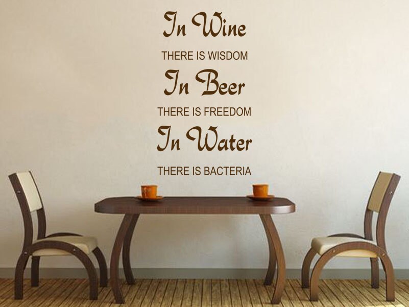 In Wine There is Wisdom Wall Quote Wall Art Sticker Vinyl | Etsy