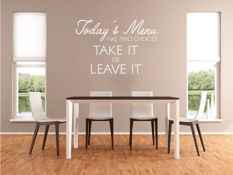 Kitchen Wall Art Quote Today's Menu Has Two | Etsy