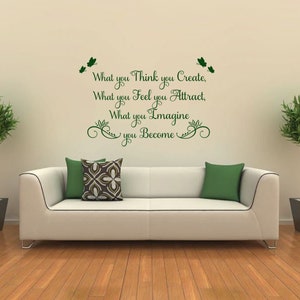 Wall Art Quote 'what You Think...' Sticker, Decal, Personalised PVC ...