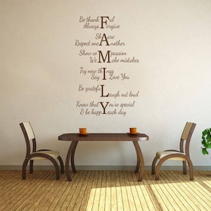 Family Wall Quote, Vinyl Decal, Wall Sticker, Modern Transfer, Tattoo ...