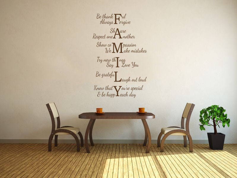 Family Wall Quote Vinyl Decal Wall Sticker Modern Transfer - Etsy