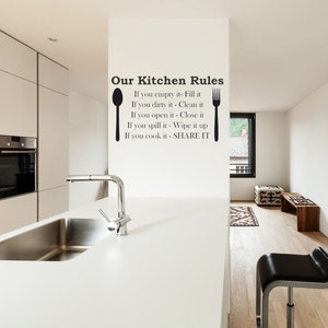 Kitchen Wall Quote, "our Kitchen Rules" Wall Art Sticker, Vinyl Decal ...