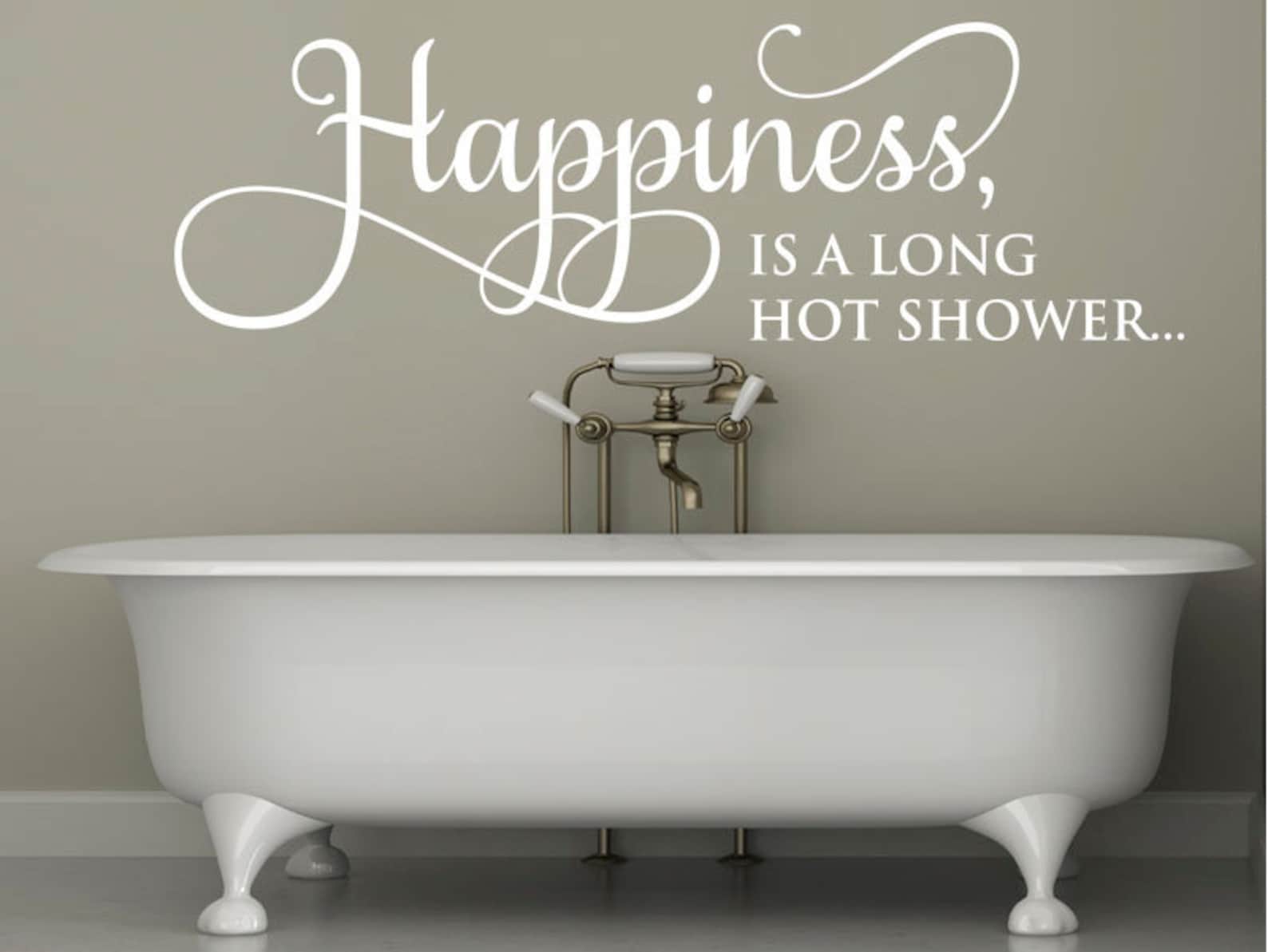 Wall Quote "happiness is a Long Hot Shower" Bathroom Sticker, Modern ...