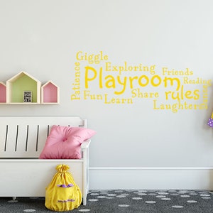 Playroom Rules Wall Art Quote, Decal, Modern Transfer - Etsy