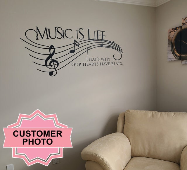 Music is Life Wall Art Quote PVC Decal Wall Art Sticker - Etsy