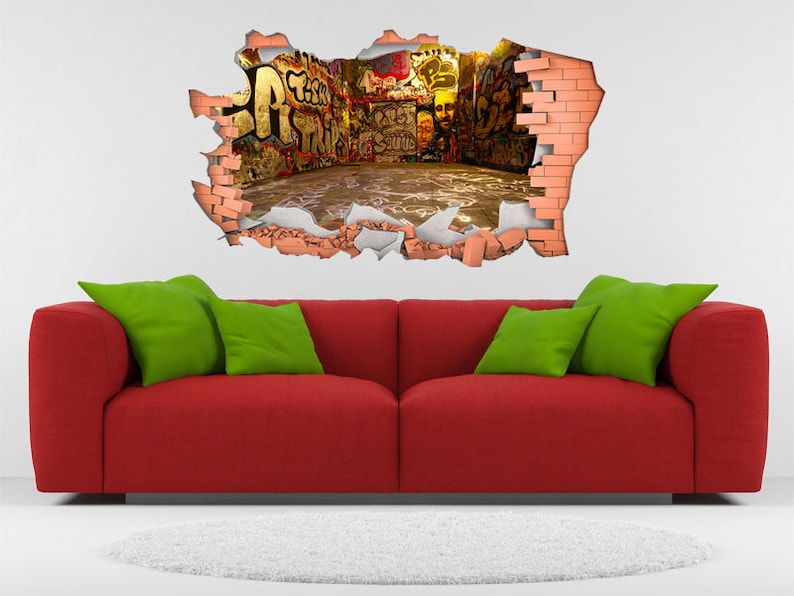 FULL COLOUR Graffiti Wall Art Modern Transfer PVC Decal 3D | Etsy