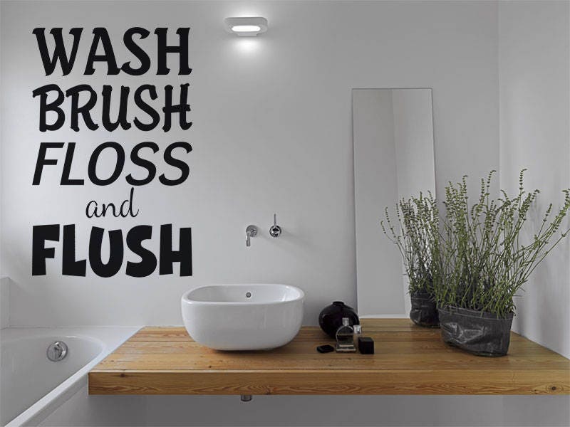 Bathroom wash Brush Floss and Flush Wall Art | Etsy