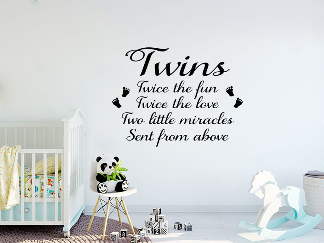 Children's Wall Art Sticker "twins, Twice the Fun.." Modern Transfer ...