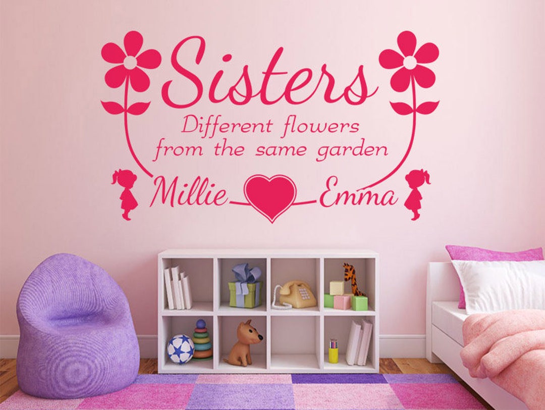 PERSONALISED Sisters Names Wall Sticker, Wall, Art, Decal, PVC Transfer ...