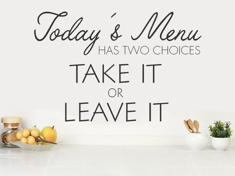 Kitchen Wall Art Quote Today's Menu Has Two | Etsy
