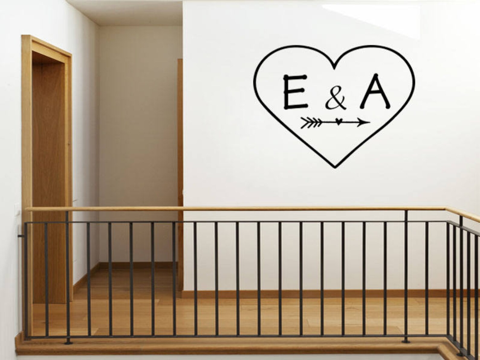 PERSONALISED Heart With Initials, Wall Art Sticker, Modern Transfer ...