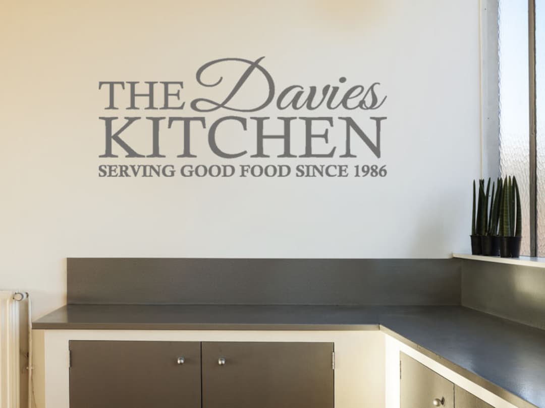 PERSONALISED Family Kitchen Wall Sticker "serving Good Food Since ...