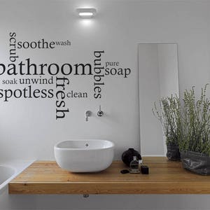 Bathroom Wall Quote Word Cloud, Wall Art Sticker, Decal, Modern ...