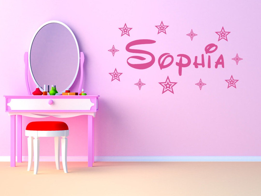 Child's PERSONALISED Name With Stars Wall Art Sticker, Vinyl Decal ...