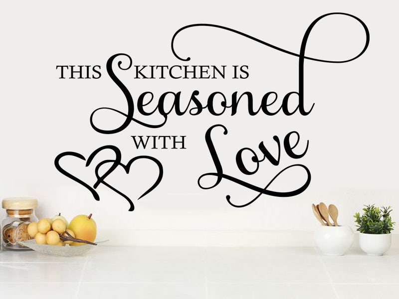 Kitchen Wall Quote "seasoned With Love" Quote, Transfer, Self Adhesive ...
