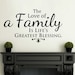 The Love of Family... Wall Art Sticker, PVC Decal, Vinyl Transfer, Home ...