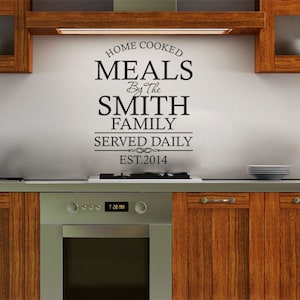 PERSONALISED Kitchen Wall Quote "home Cooked Meals by The....", Wall ...