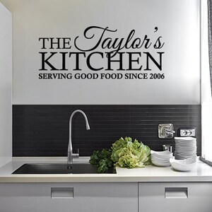 PERSONALISED Family Kitchen Wall Sticker "serving Good Food Since ...