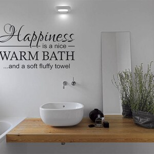 Bathroom Quote - Happiness is ..., Wall Art Sticker, Modern Decal ...