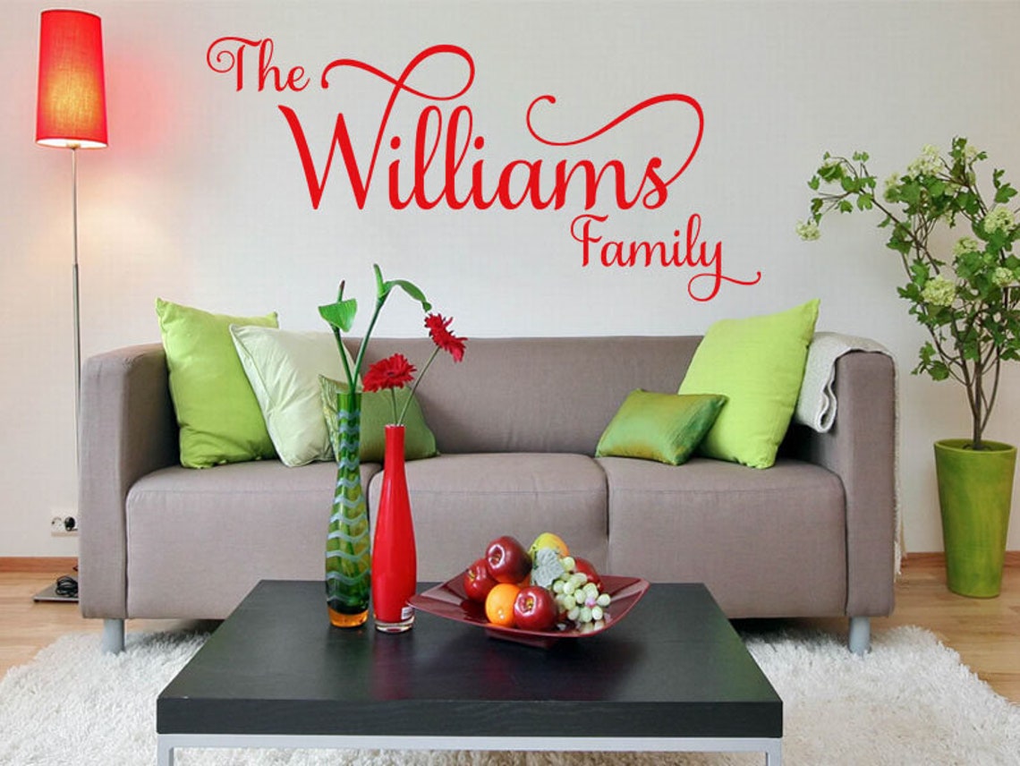 PERSONALISED Surname Family Wall Art Sticker, Vinyl Decal, Modern Quote ...