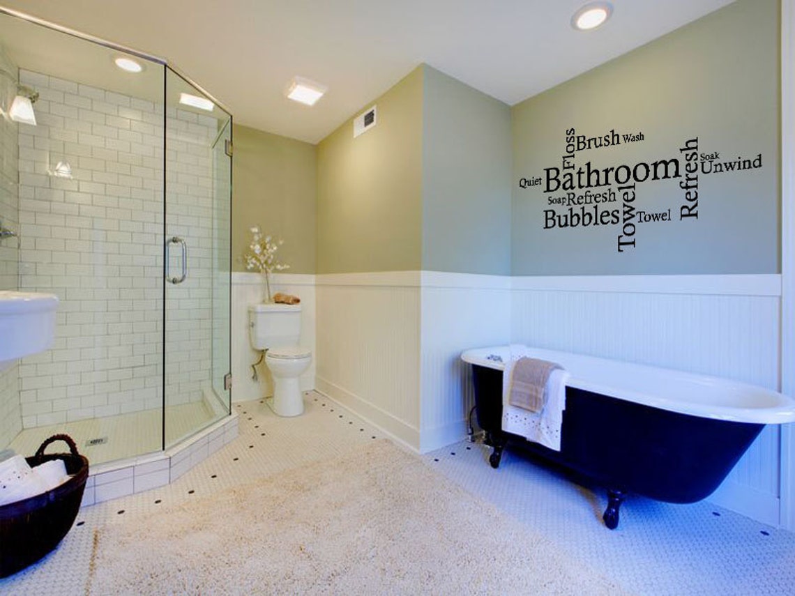 Bathroom Wall Quote Word Cloud Wall Art Sticker Vinyl | Etsy