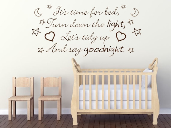 Nursery Wall Quote it's Time for Bed Turn Down the | Etsy