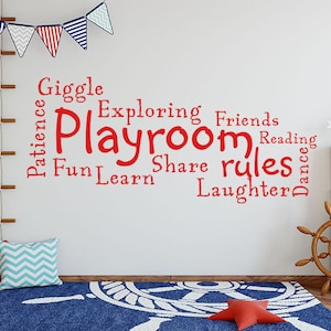 Playroom Rules Wall Art Quote, Decal, Modern Transfer - Etsy