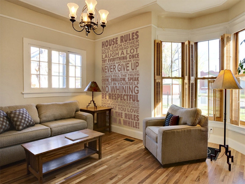 House Rules Wall Art Quote Wall Sticker Vinyl Decal Modern - Etsy