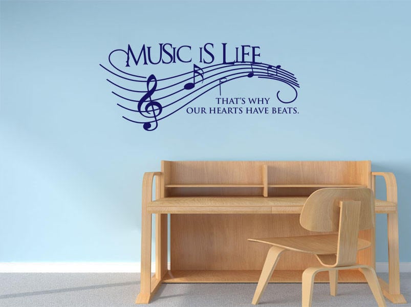 Music is Life Wall Art Quote PVC Decal Wall Art Sticker - Etsy