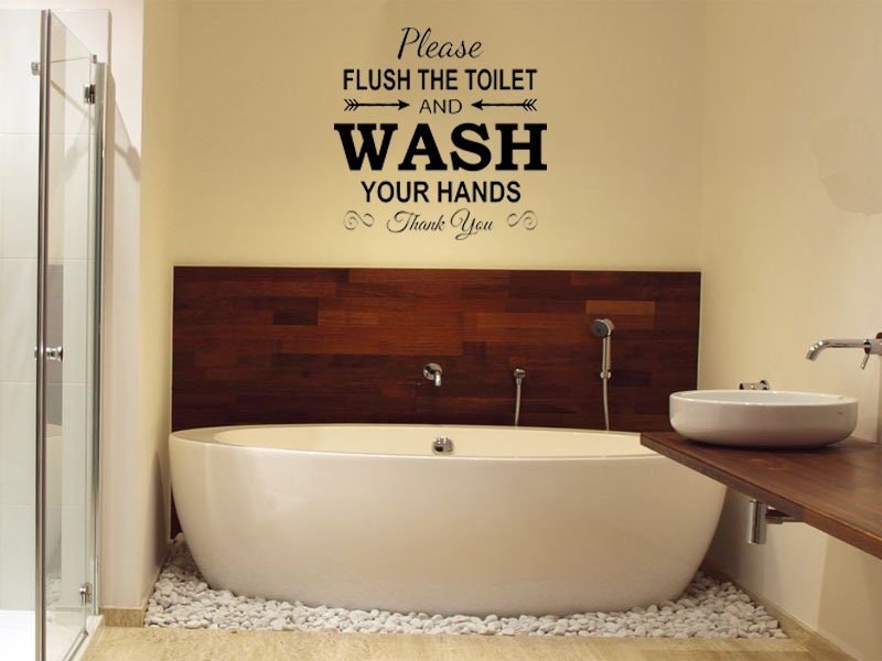 Bathroom Quote "flush the Toilet", Wall Art Sticker, Modern Transfer ...