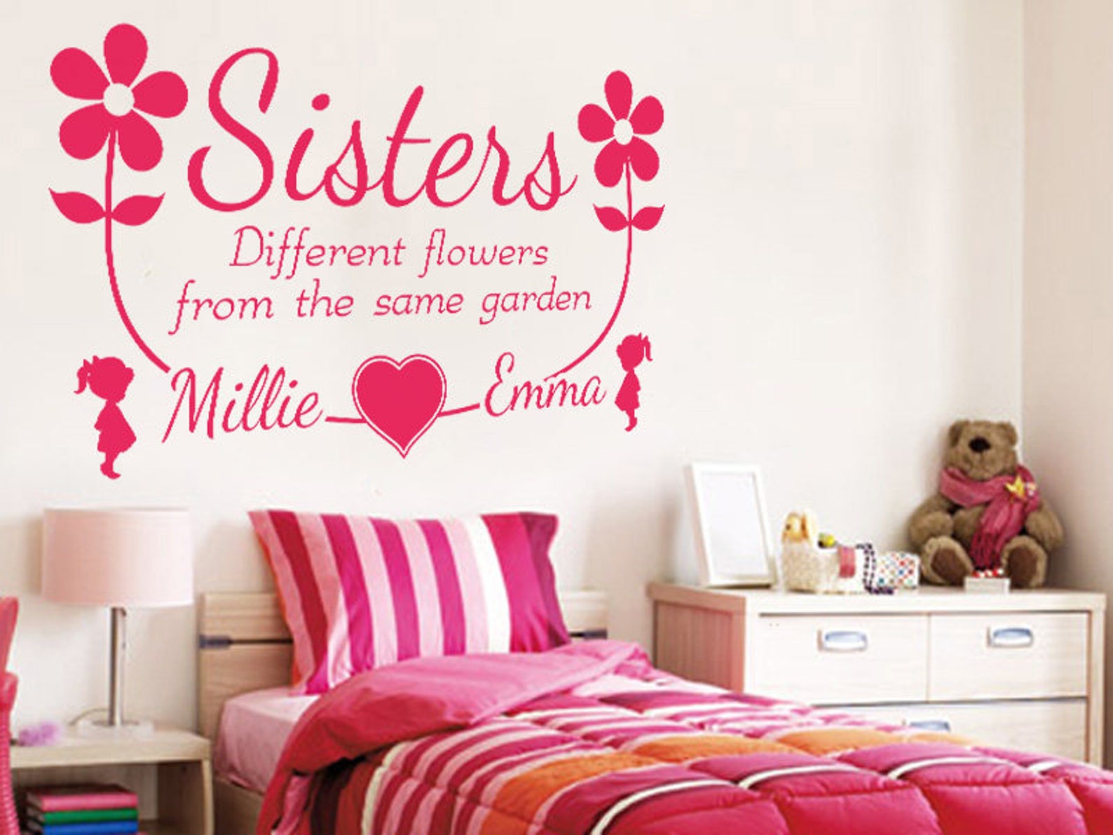PERSONALISED Sisters Names Wall Sticker, Wall, Art, Decal, PVC Transfer ...