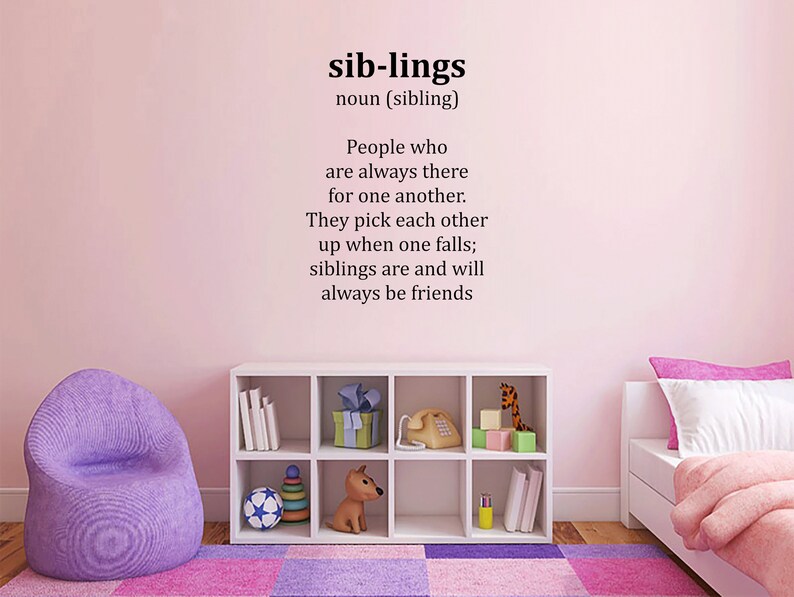 Child's Wall Quote "sib-ling Noun (sibling)..." Wall Art, Sticker ...