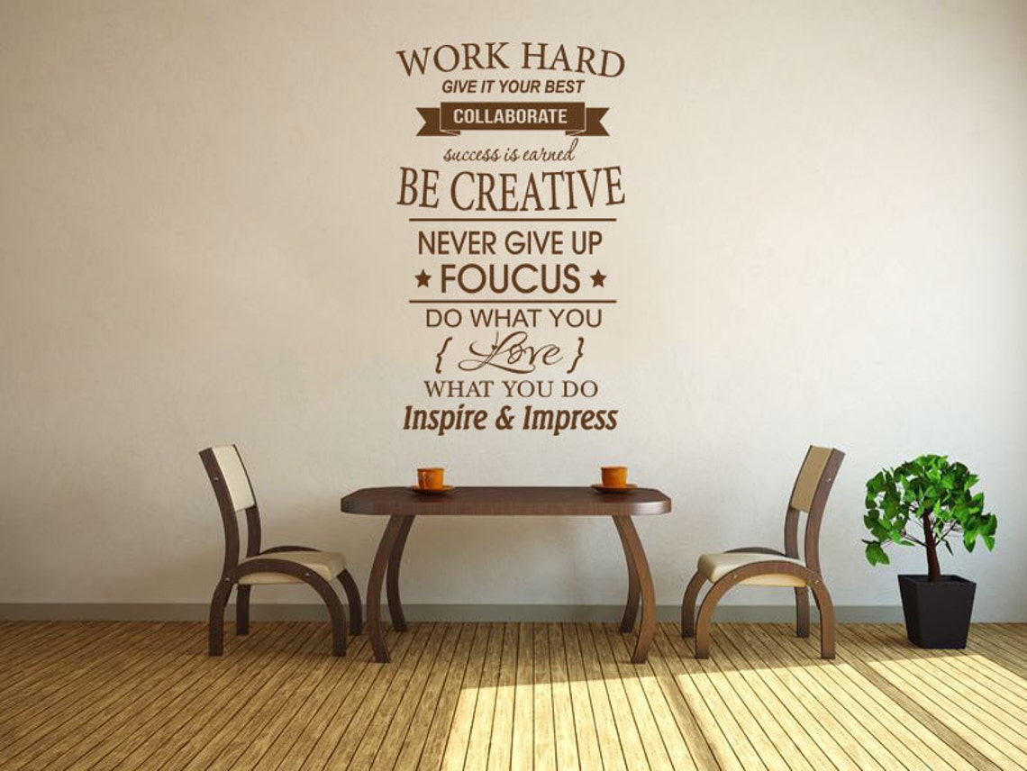 Motivational work Hard... Wall Quote Wall Art | Etsy