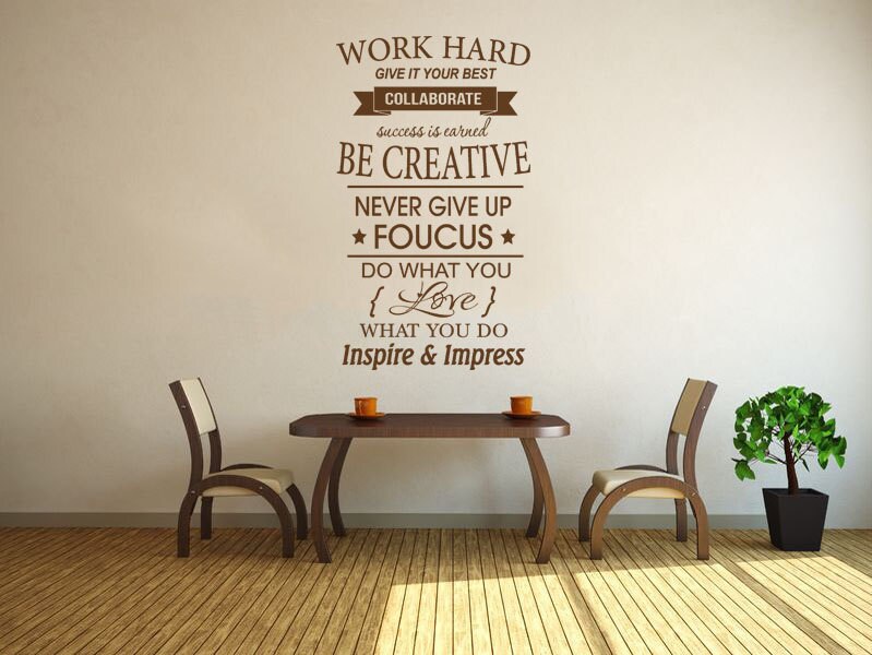 Motivational work Hard... Wall Quote Wall Art | Etsy